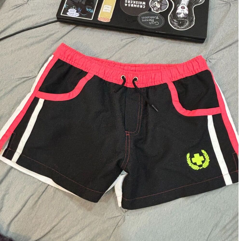 Andrew Christian Swim Trunk Lifeguard Symbol Pink And… - Gem